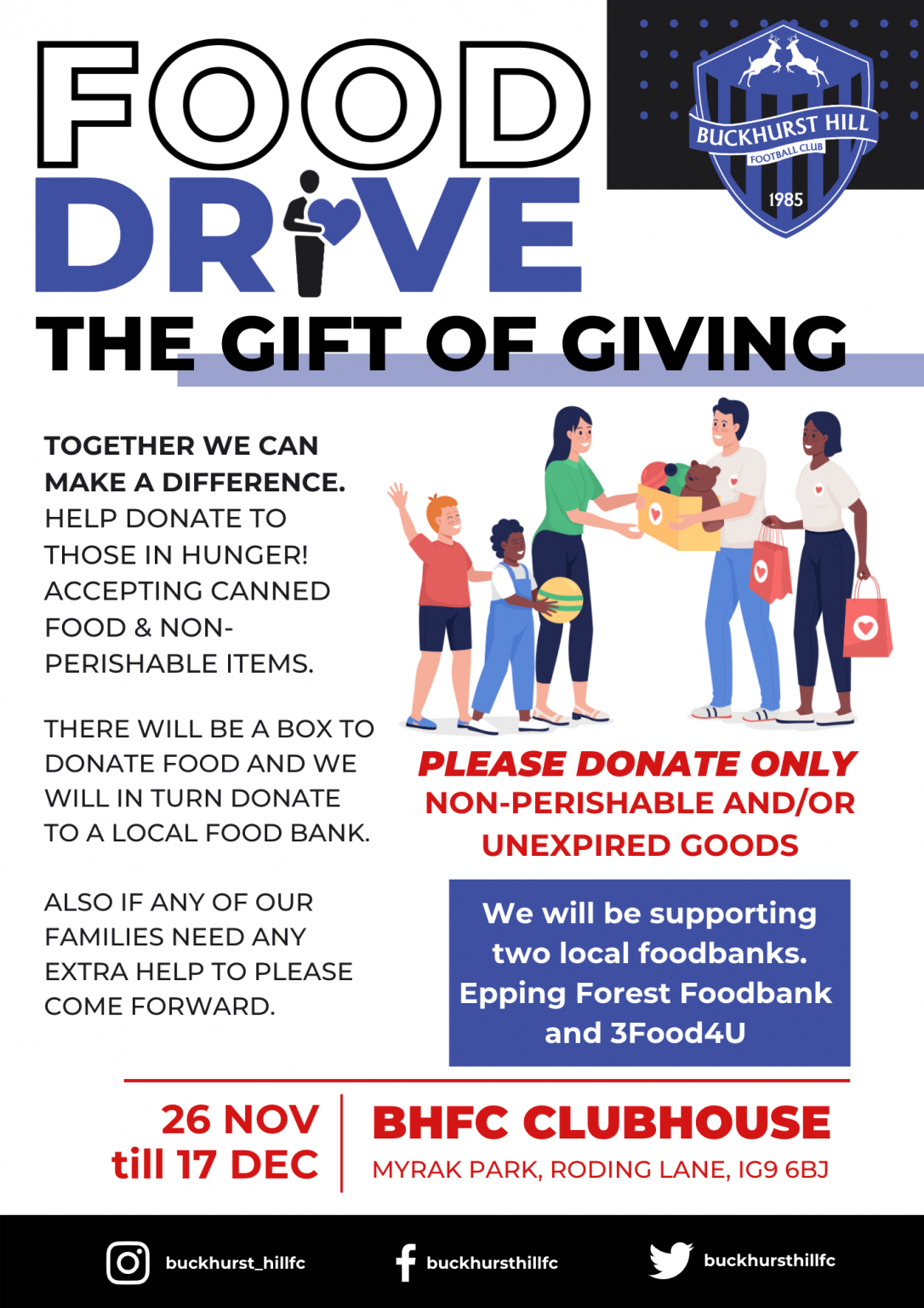 The Stags Food Drive – BHFC
